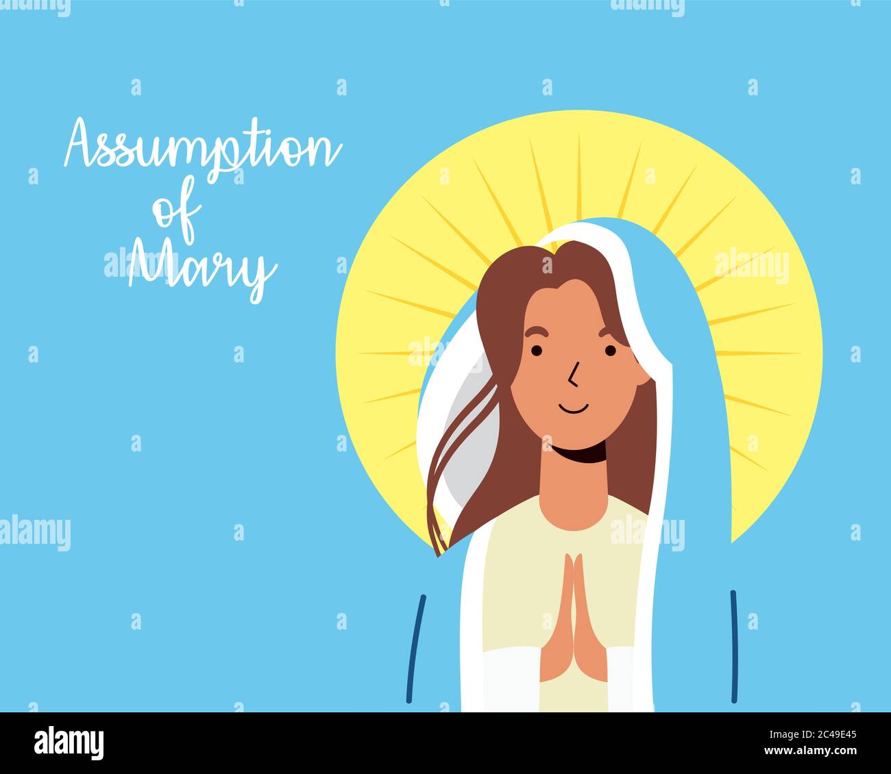 miraculous virgin assumption of mary with lettering vector illustration ...