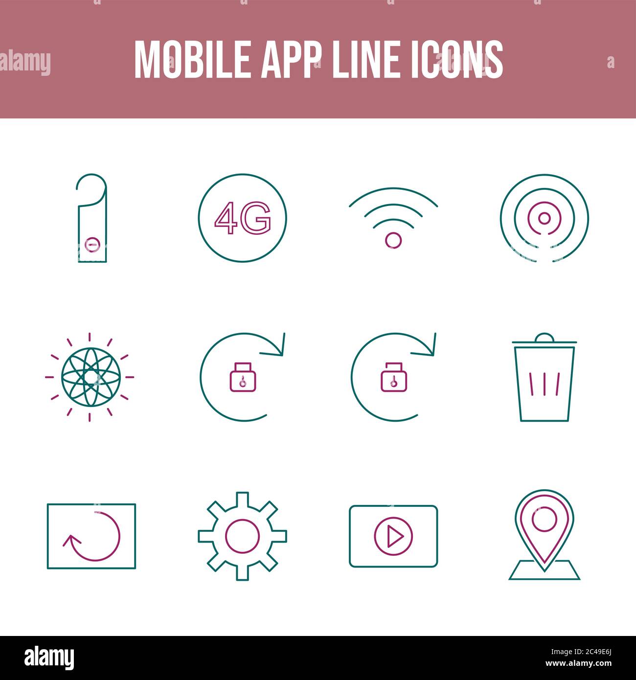 12 Mobile App Vector Icons in One Set Stock Vector Image & Art - Alamy