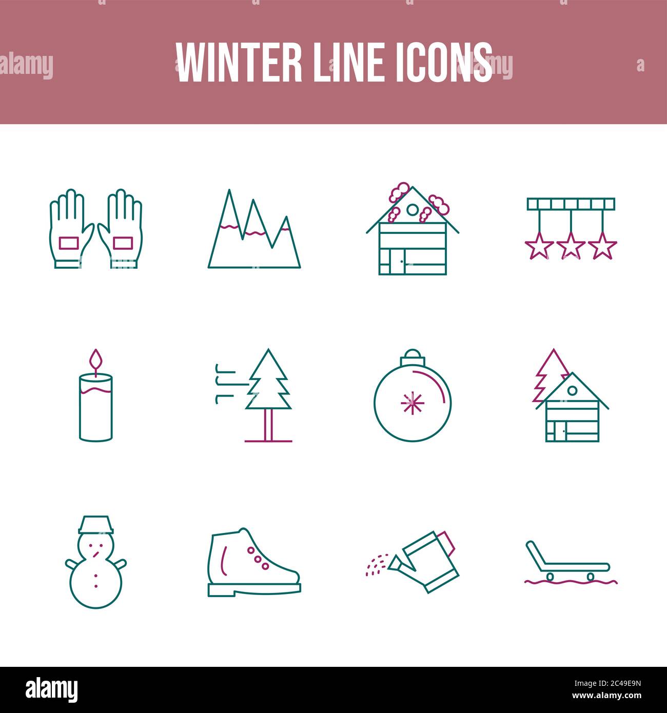 Set christmas plants line Stock Vector Images - Alamy