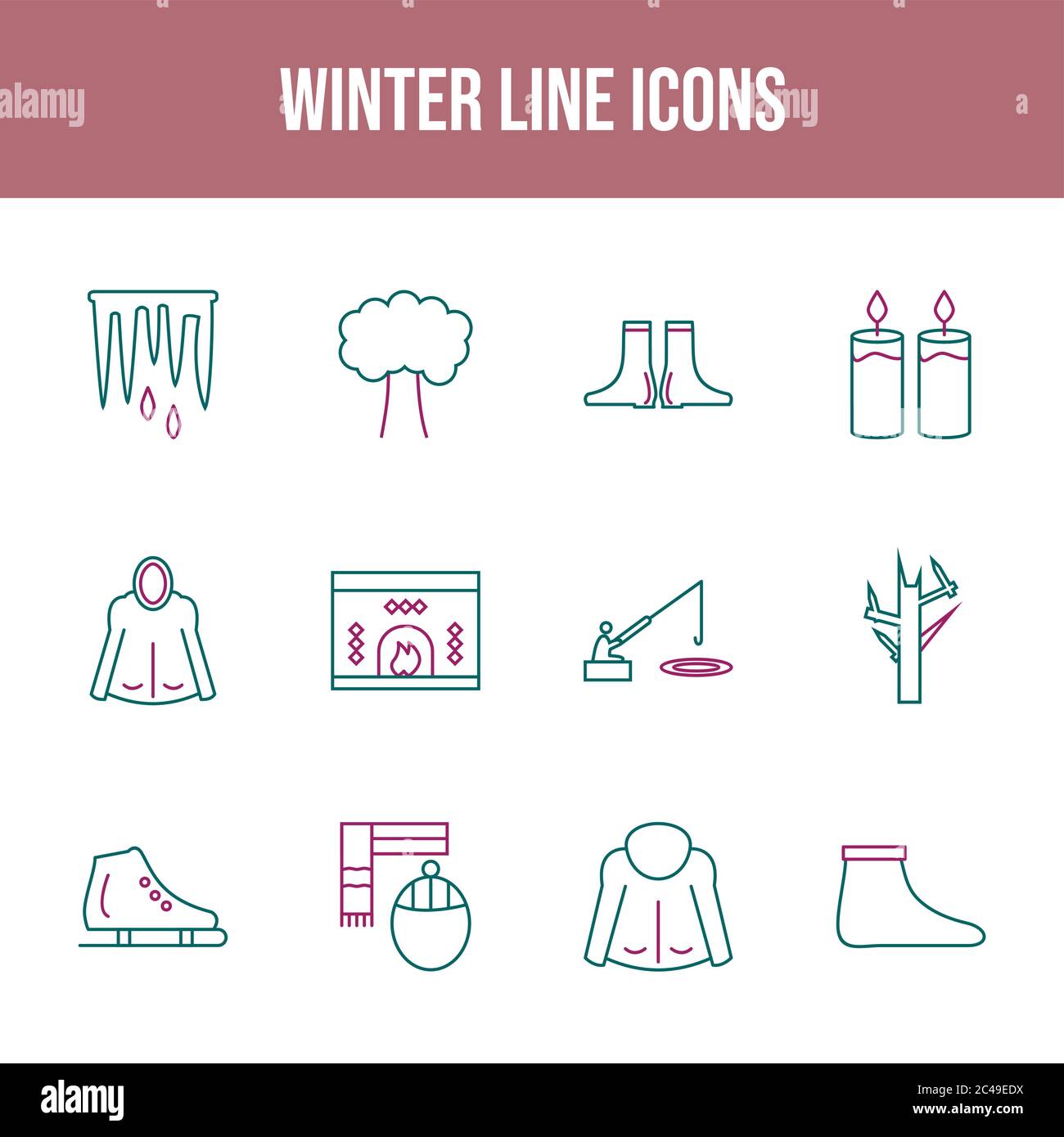 Beautiful Winter vector icon set Stock Vector Image & Art - Alamy