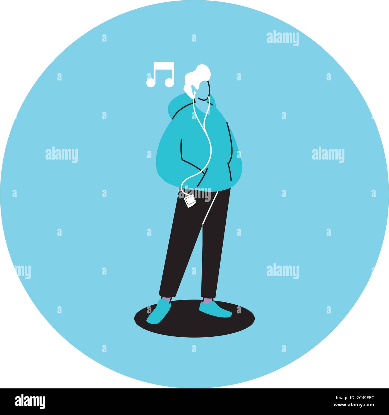 young man using an electronic device vector illustration design Stock ...