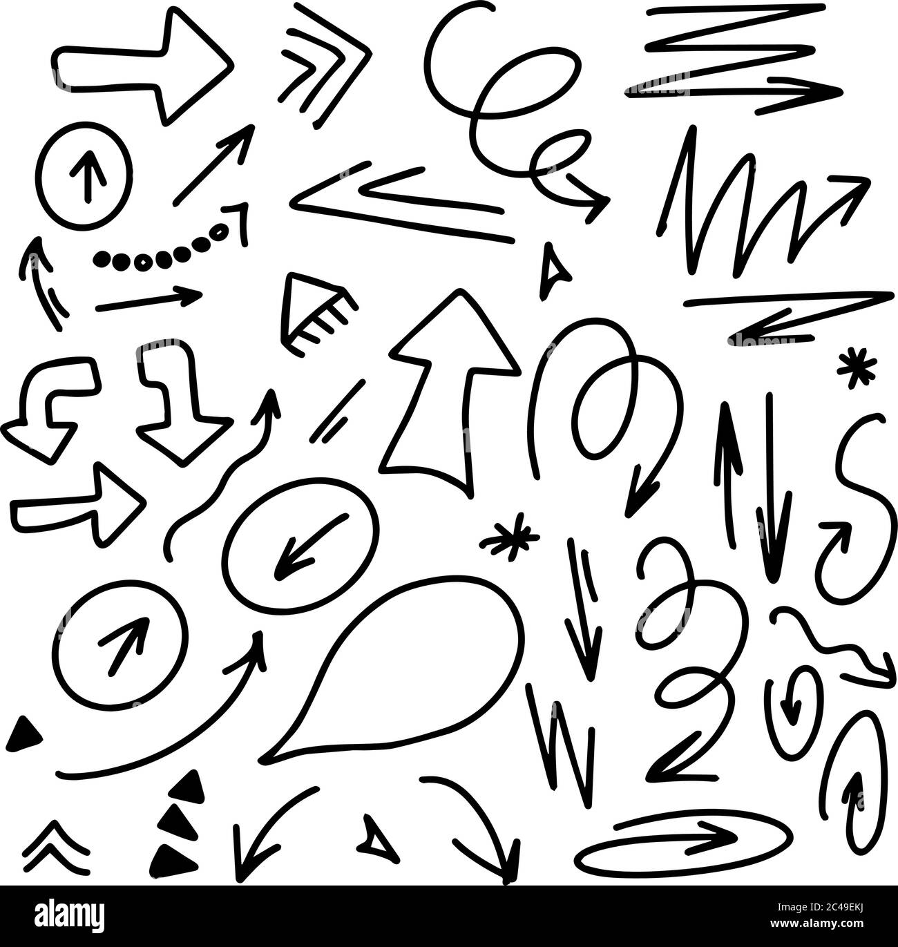 Hand drawn infographic elements arrows circles and abstract doodle ...