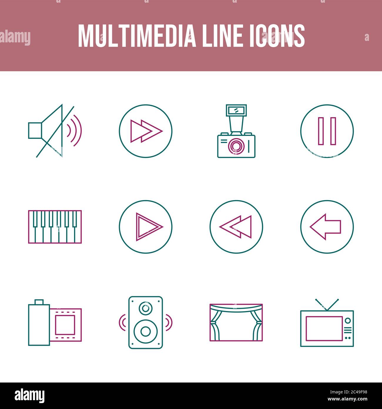 Beautiful Multimedia vector icon set Stock Vector Image & Art - Alamy