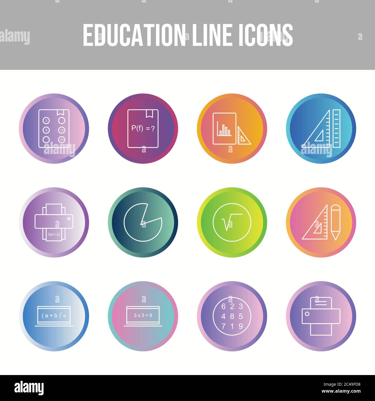 Beautiful Education Vector Icons Set Stock Vector Image & Art - Alamy