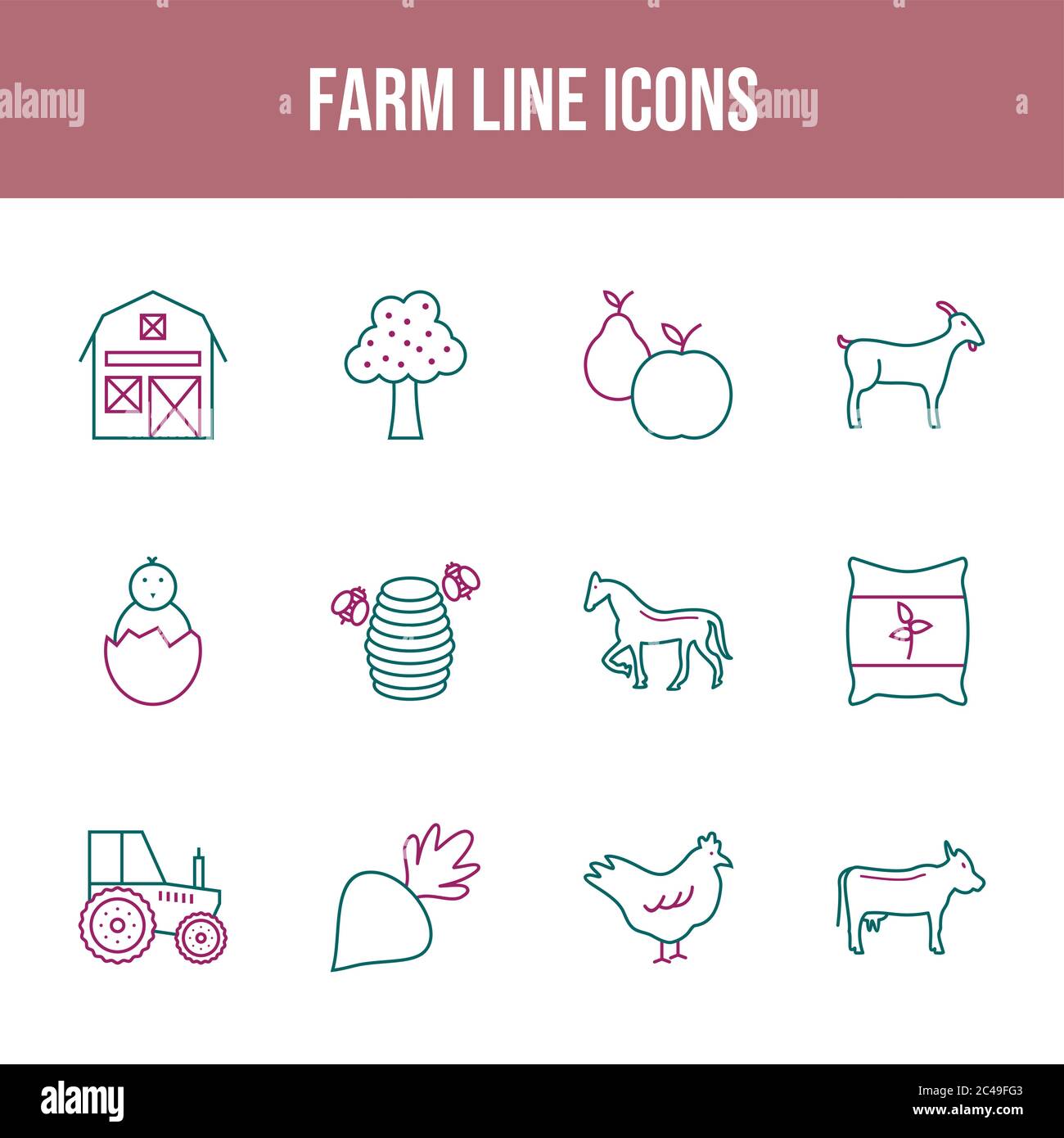 Beautiful Farm vector icon set Stock Vector Image & Art - Alamy