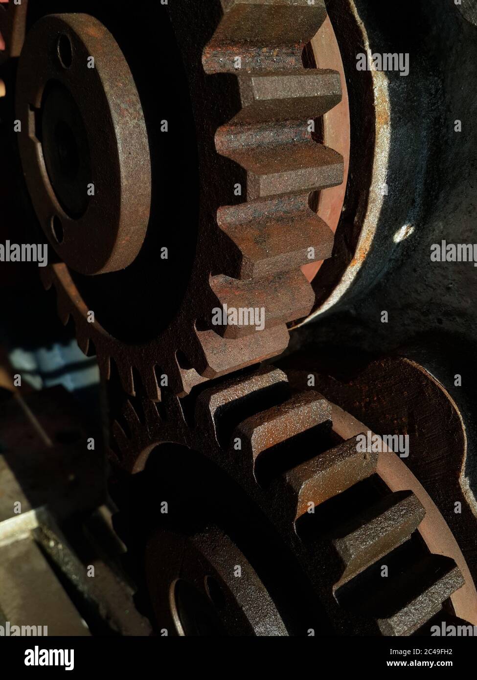 Selective focus shot of a rusty gearbox Stock Photo - Alamy