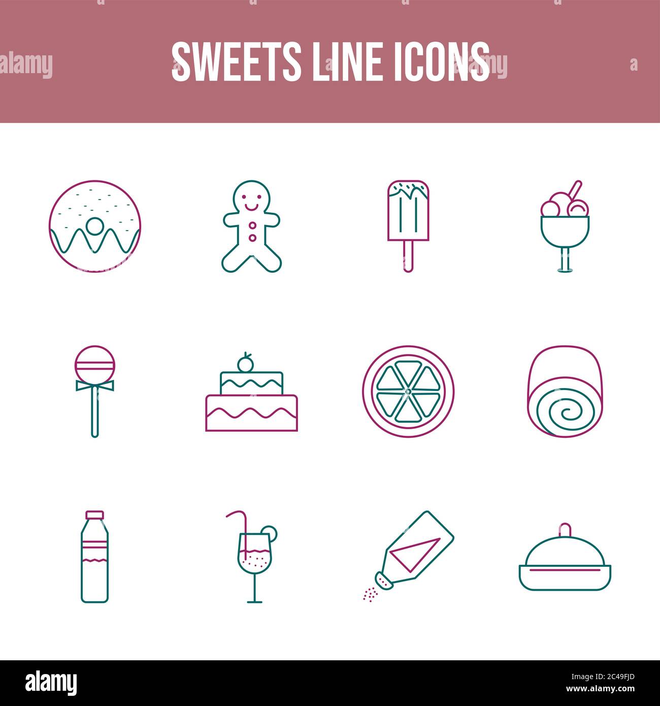 12 Sweets Vector Icons in One Set Stock Vector Image & Art - Alamy