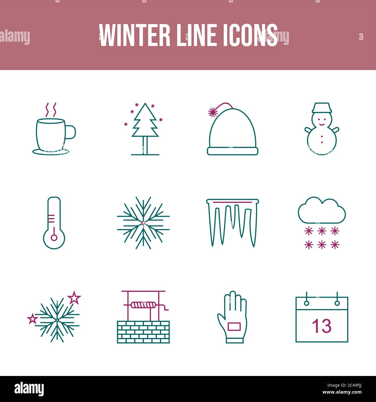 Beautiful Winter vector icon set Stock Vector Image & Art - Alamy