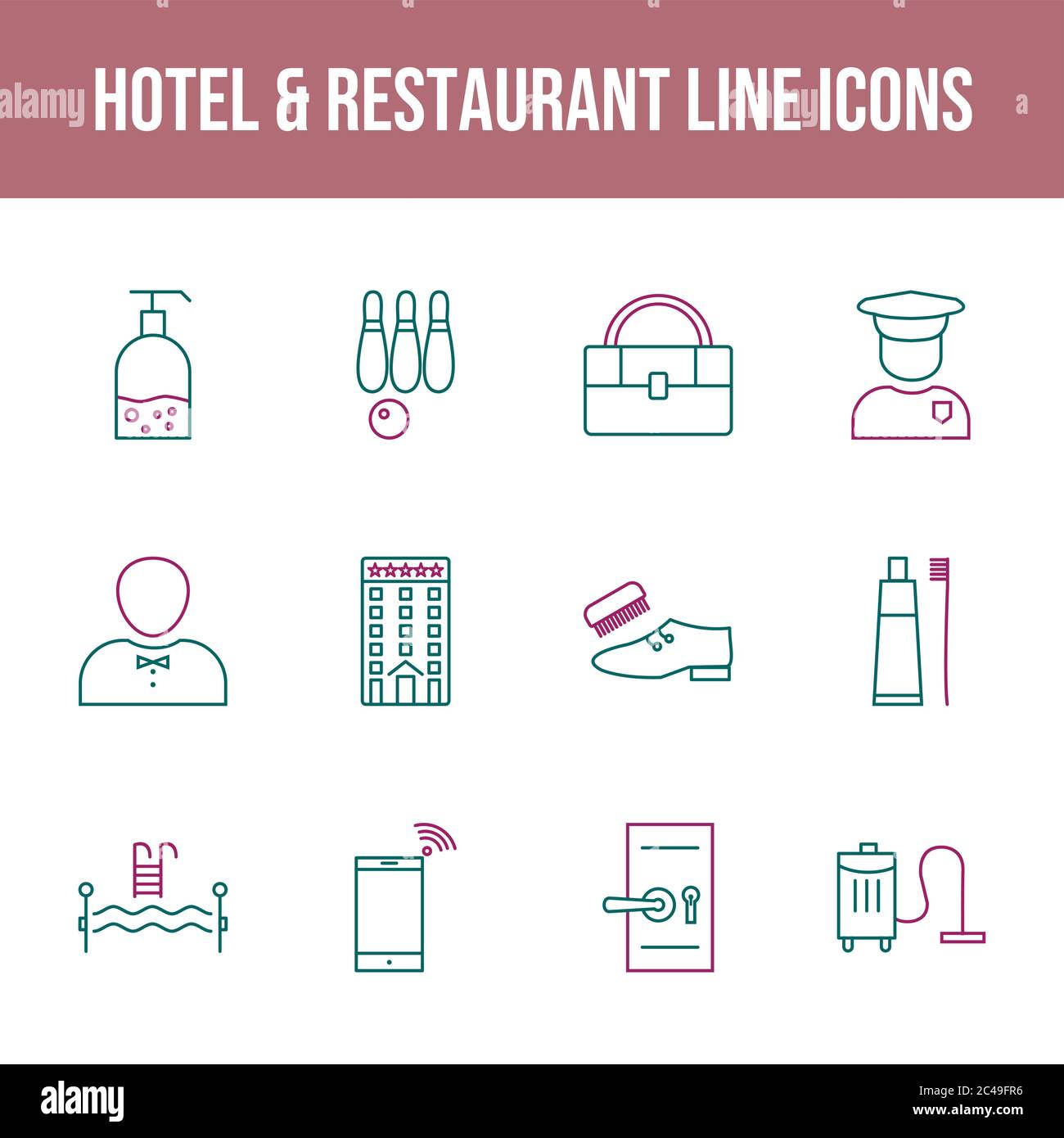 Beautiful Hotel & Restaurant vector icon set Stock Vector Image & Art ...
