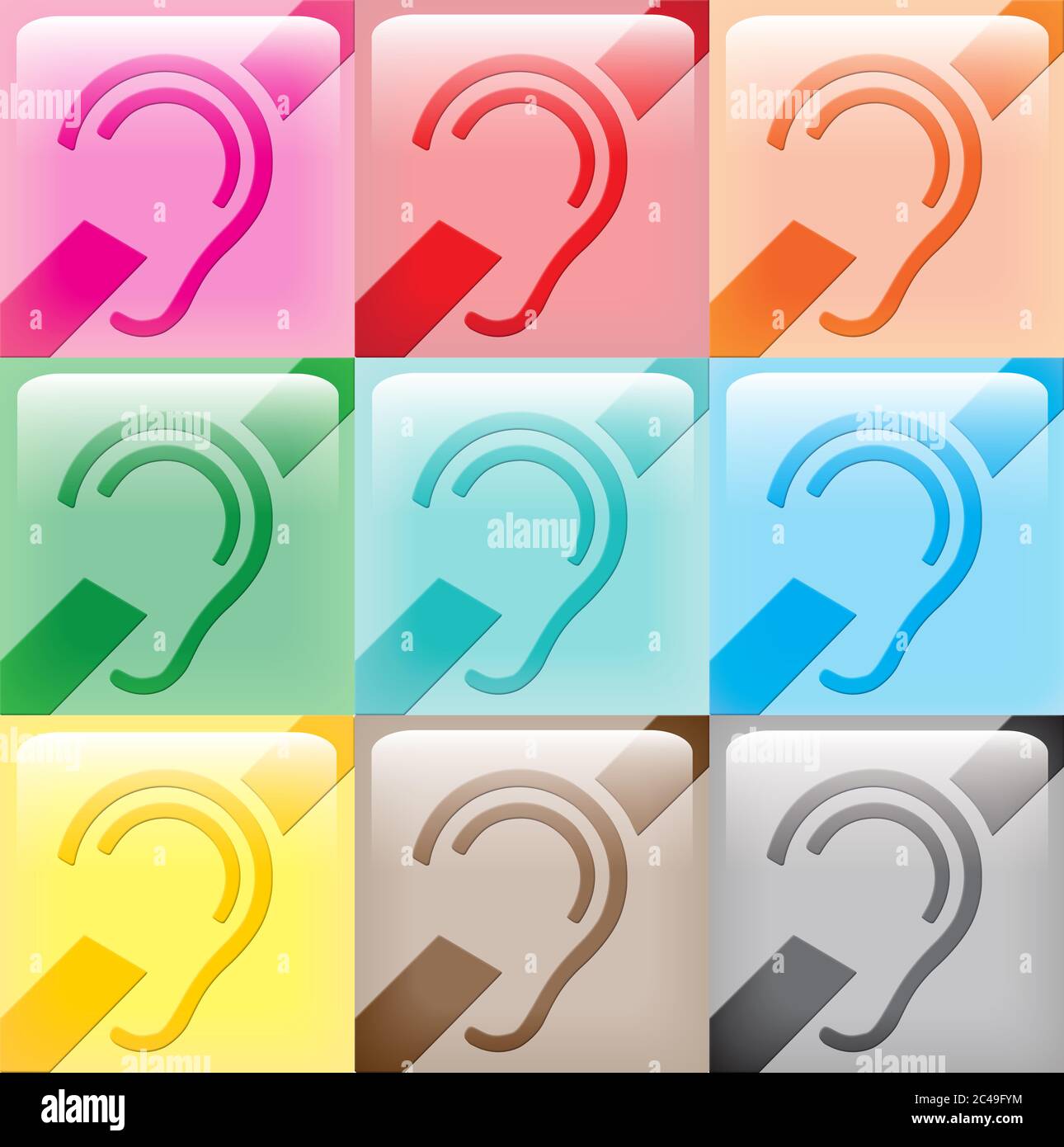 Deaf sign in 9 color variations - all icons have their own clipping ...