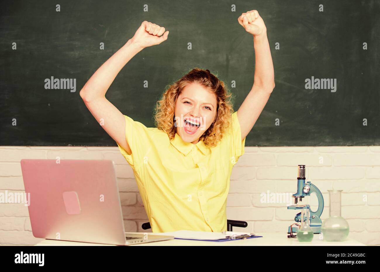 biology experiment. make notes about chemistry research results. happy ...