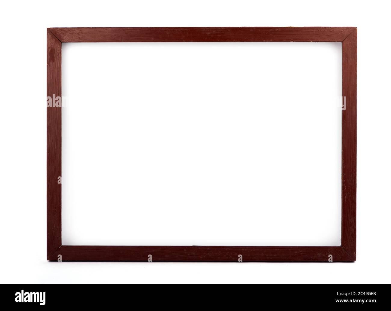 Simple brown wooden frame on white background Stock Photo - Alamy