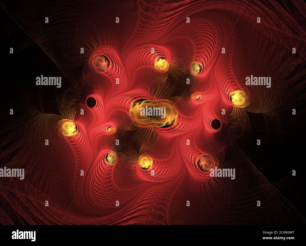 red abstract round curves and lines on black background Stock Photo - Alamy