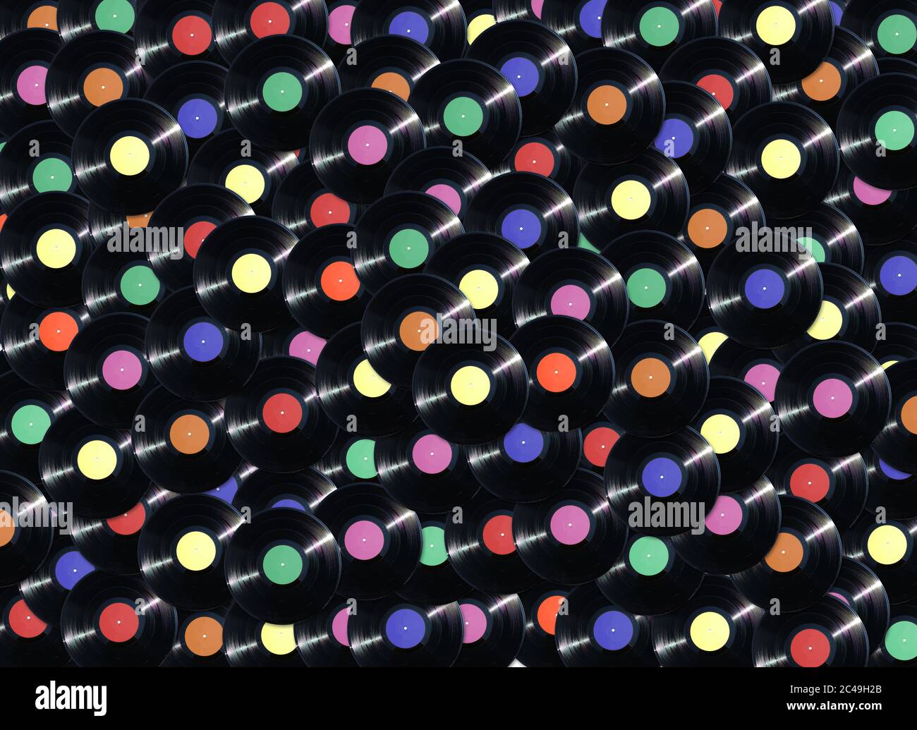 Lots of vinyl records in different label colors for backgrounds Stock ...