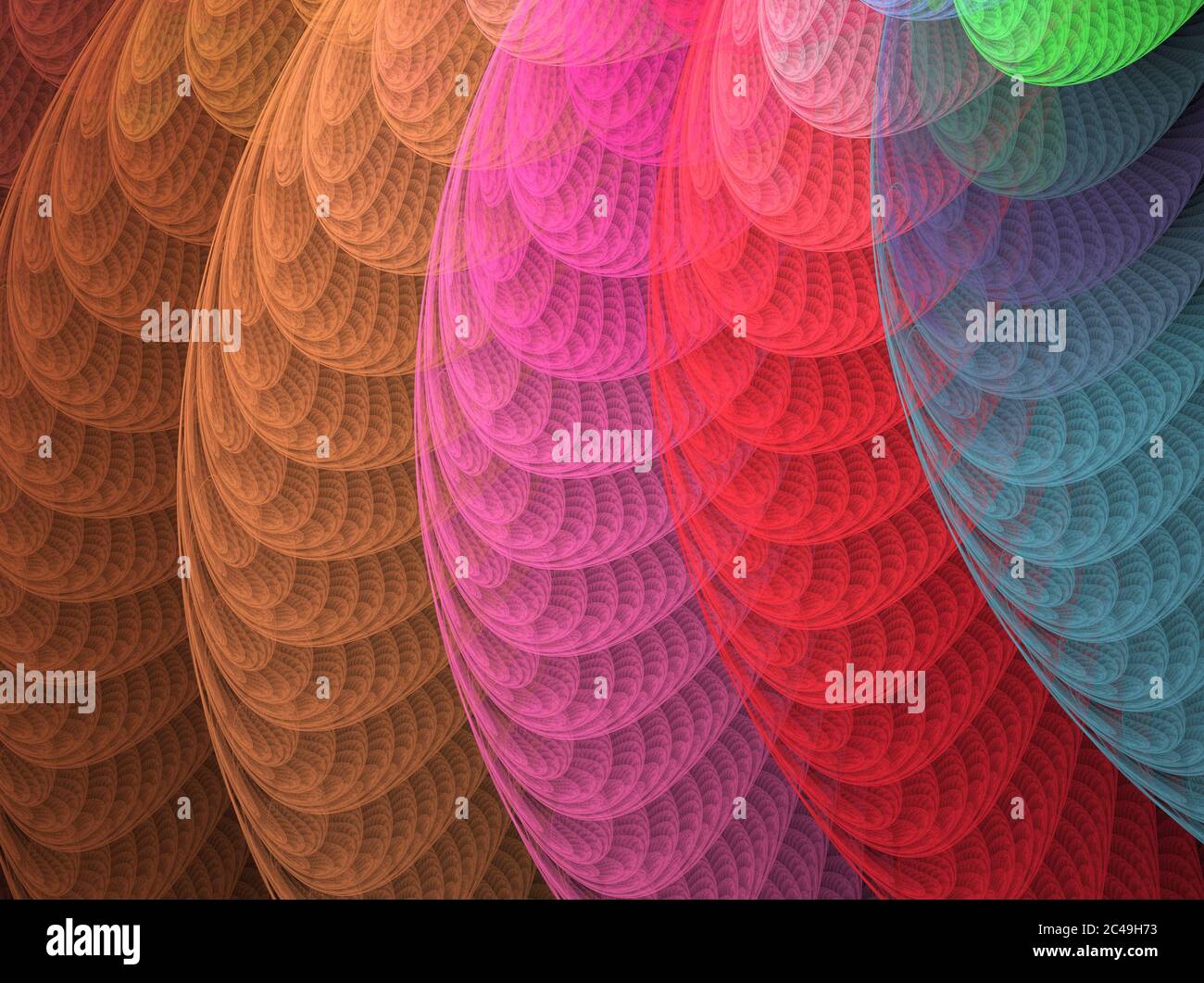 colored abstract round curves and lines on black background Stock Photo ...