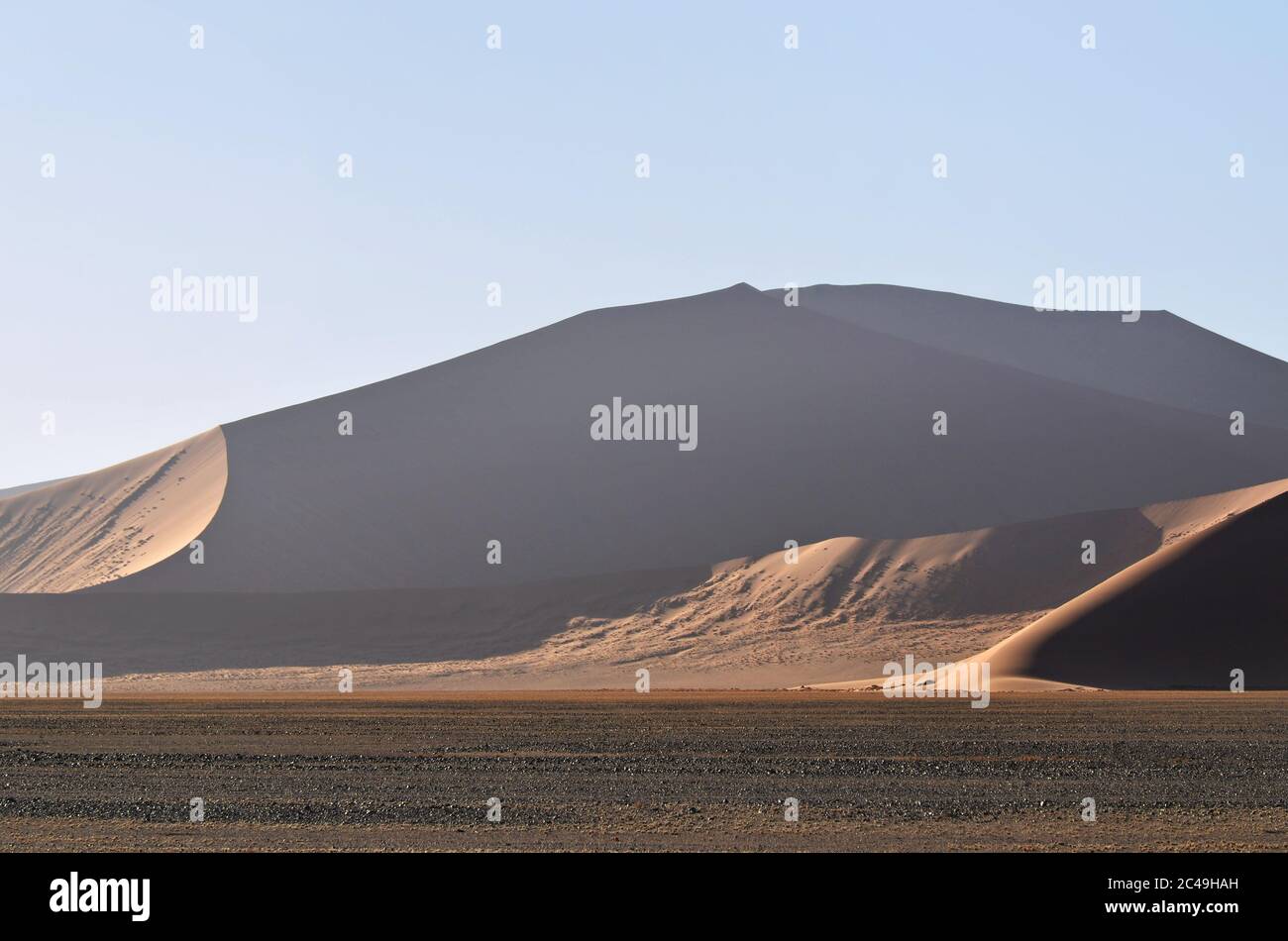 Beautiful landscape with big dunes at dawn, Sossusvlei, Namib Naukluft ...