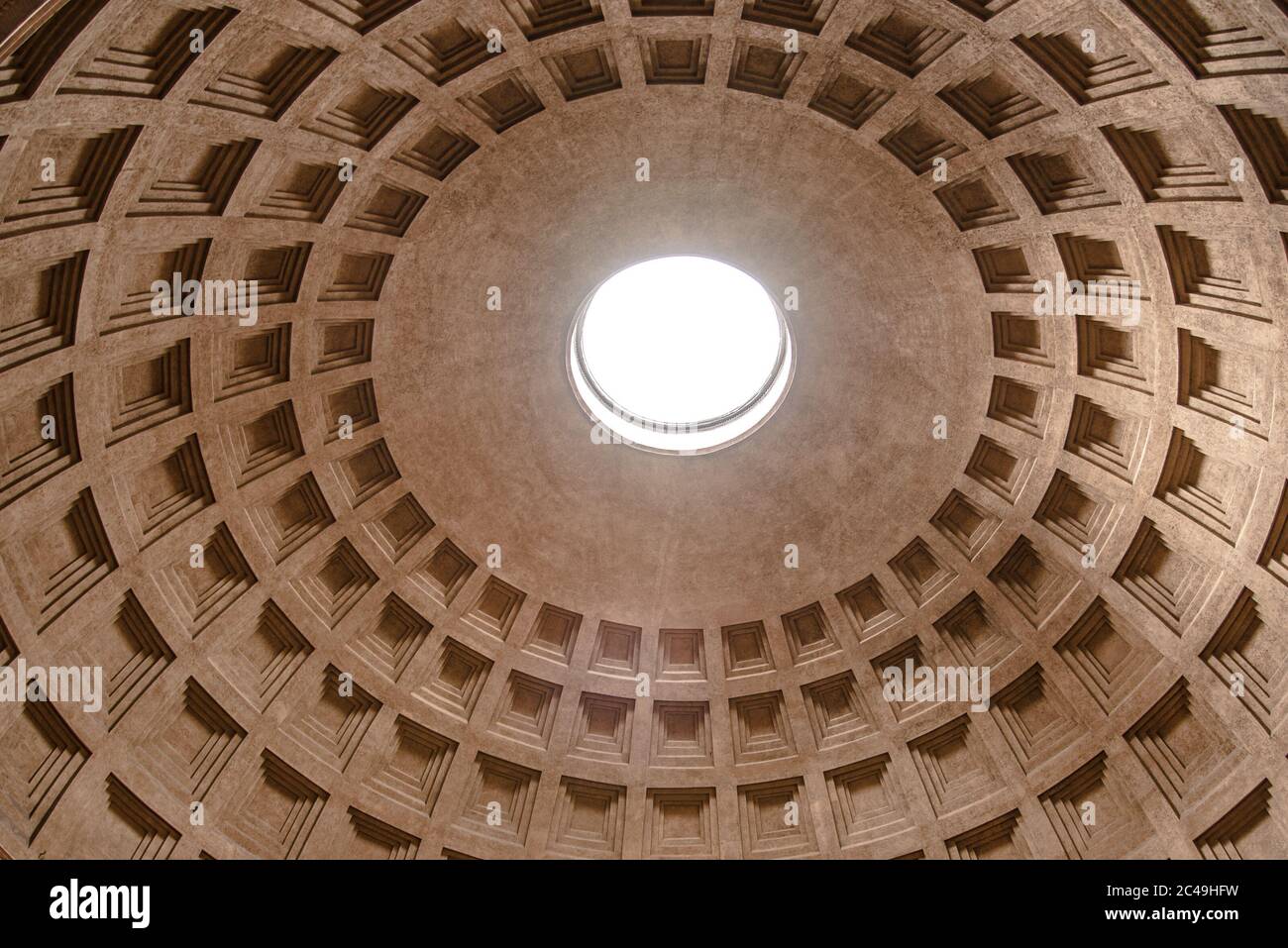 ROME, ITALY - MAY 05, 2019: Monumental ceiling of Pantheon - church and ...