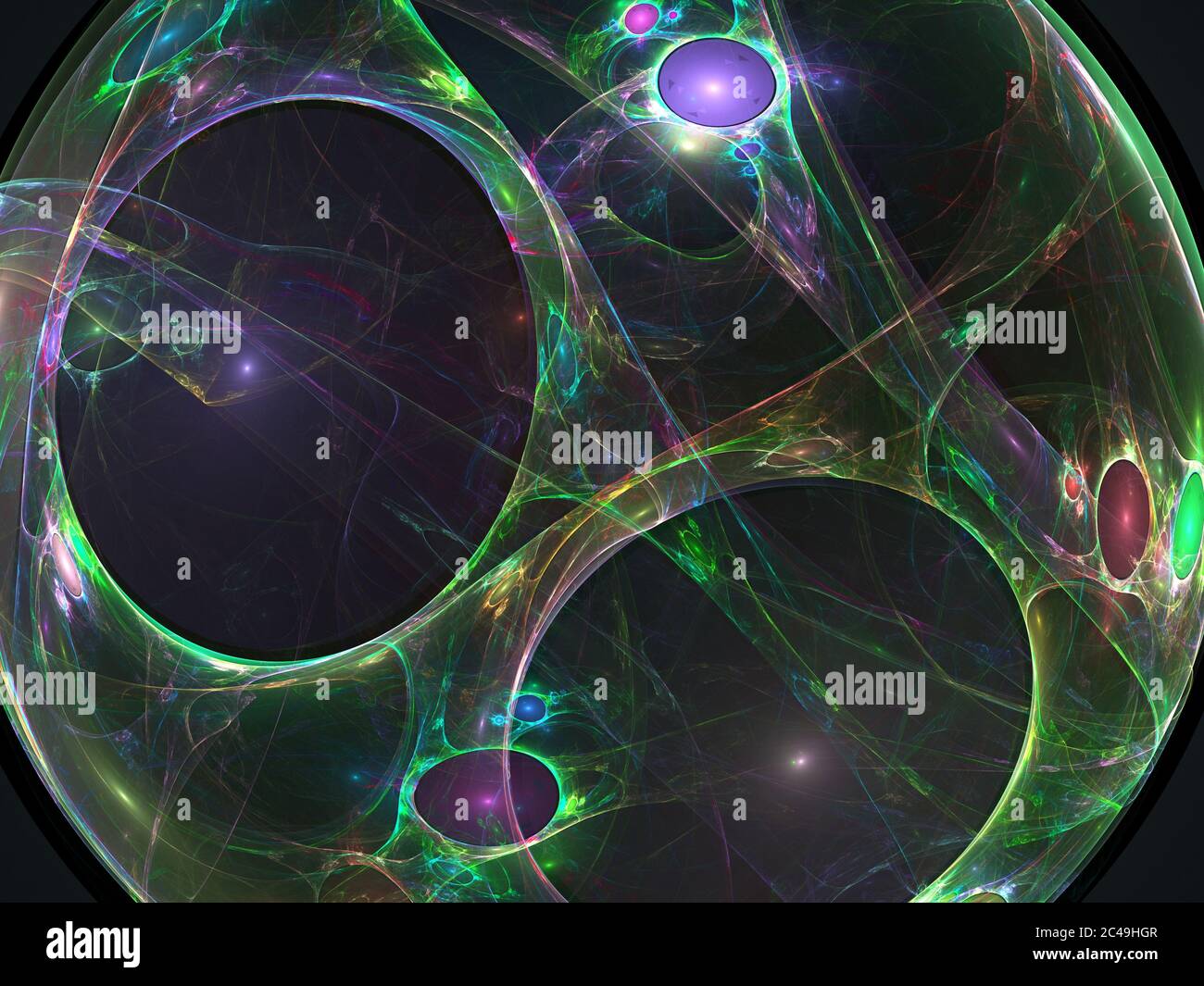 colored abstract round curves and lines on black background Stock Photo ...