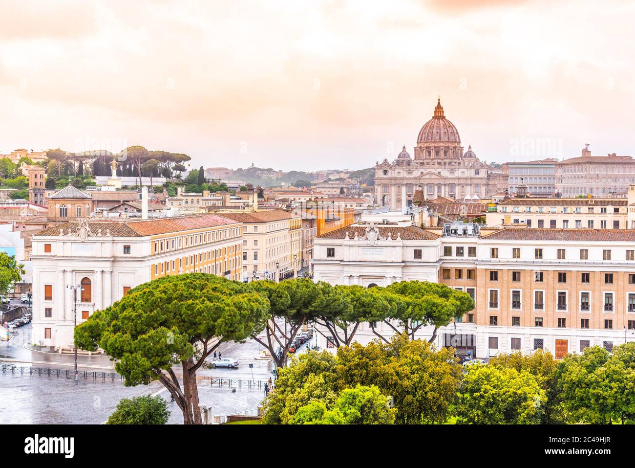 Vatican City with St. Peter's Basilica. Panoramic skyline view from ...