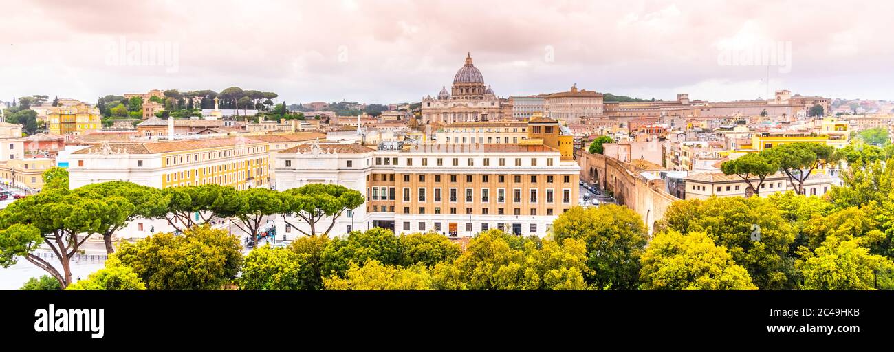 Vatican City with St. Peter's Basilica. Panoramic skyline view from ...
