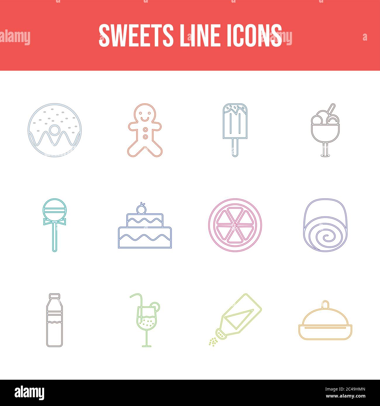 12 Sweets Vector Icons in One Set Stock Vector Image & Art - Alamy