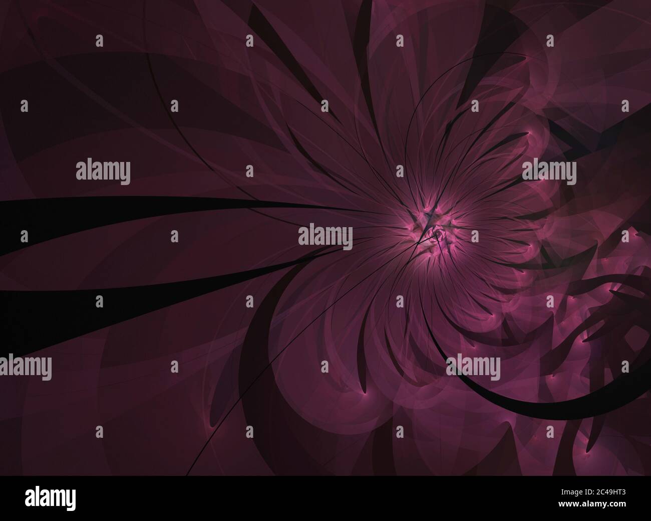 dark violet abstract round curves and lines on black background Stock ...