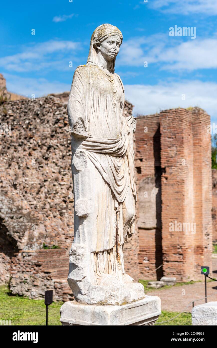 Antique marble statue of Vestal Vigin. House of Vestals at Roman Forum ...