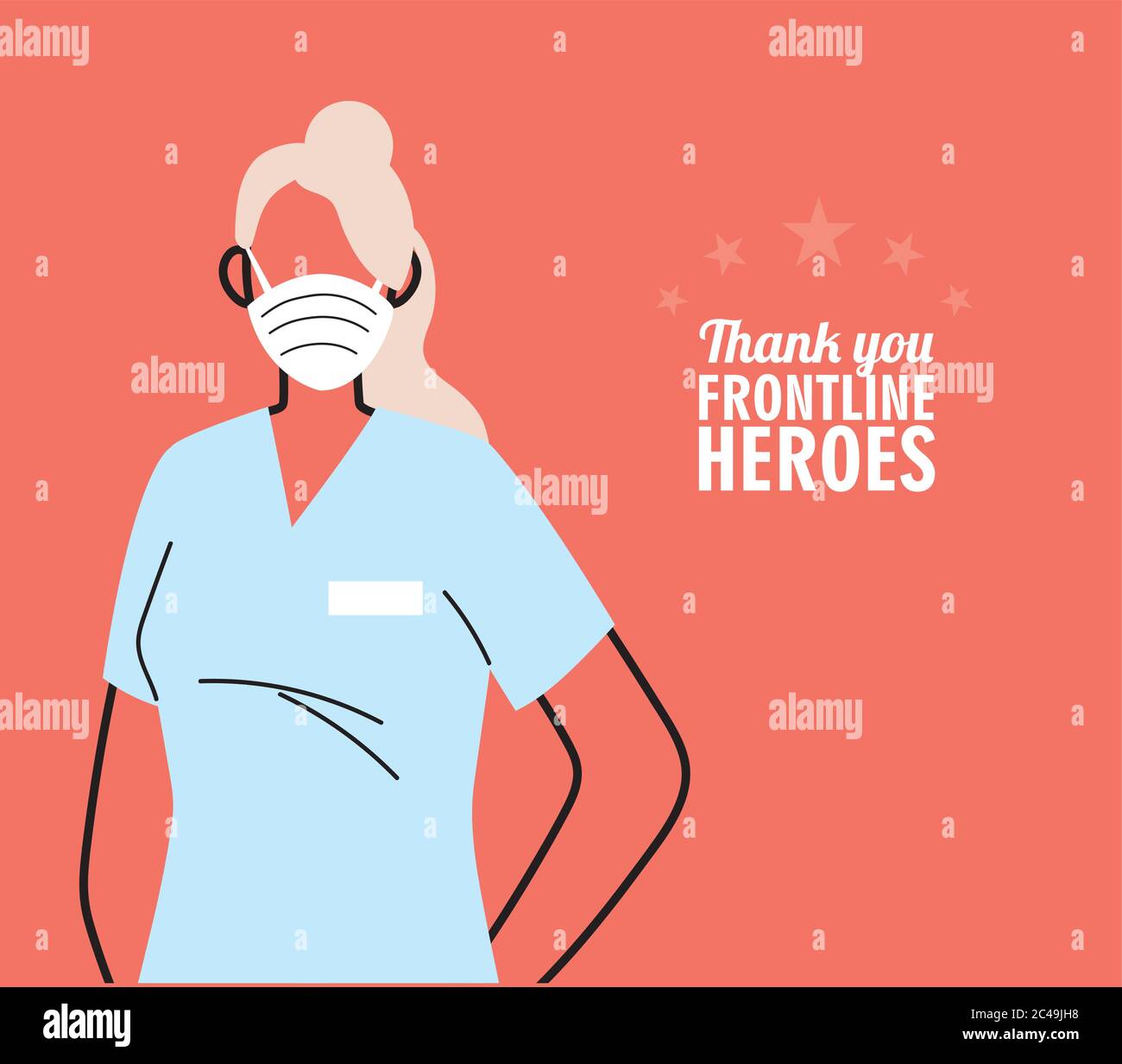 Thanks to the frontline heroes. Doctor wearing mask vector illustration ...