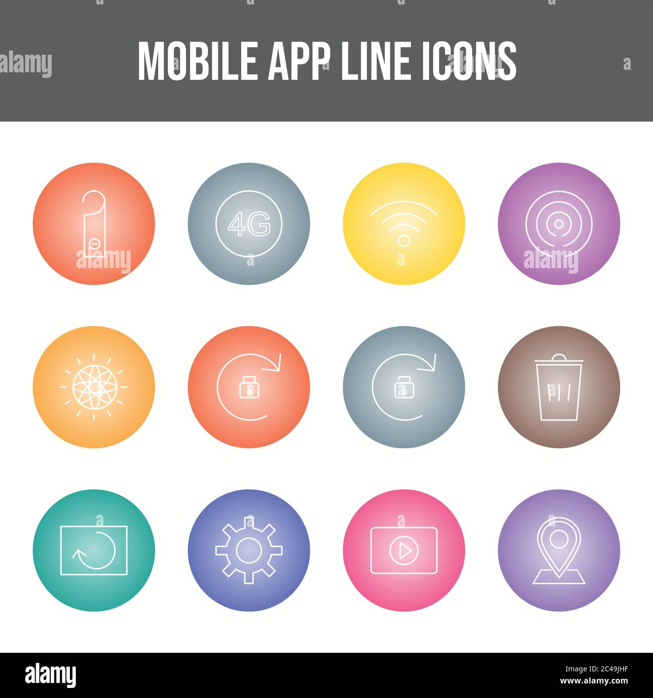 12 Mobile App Vector Icons in One Set Stock Vector Image & Art - Alamy
