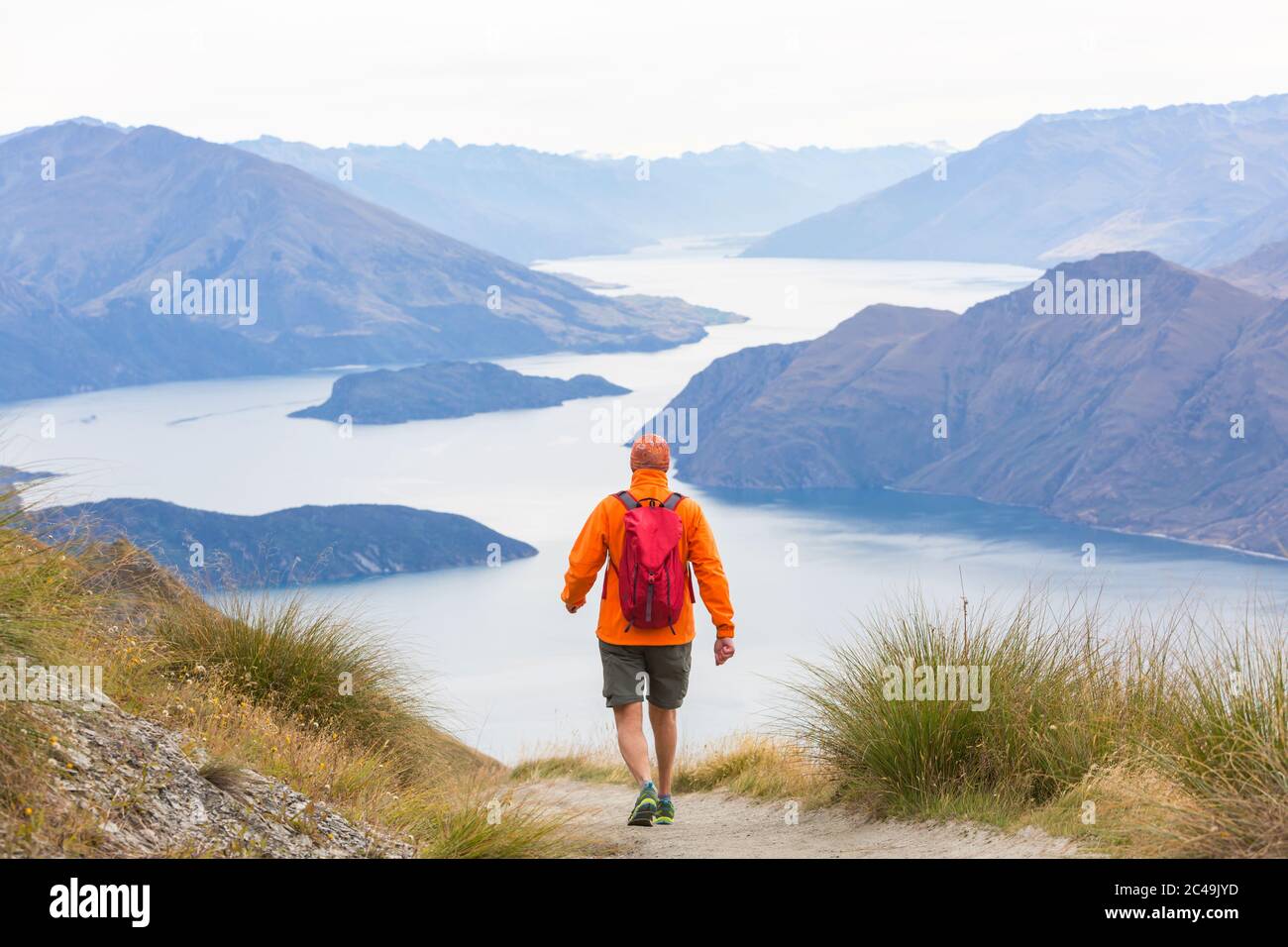 Hiking and tramping in New Zealand. Travel and adventure concept Stock ...