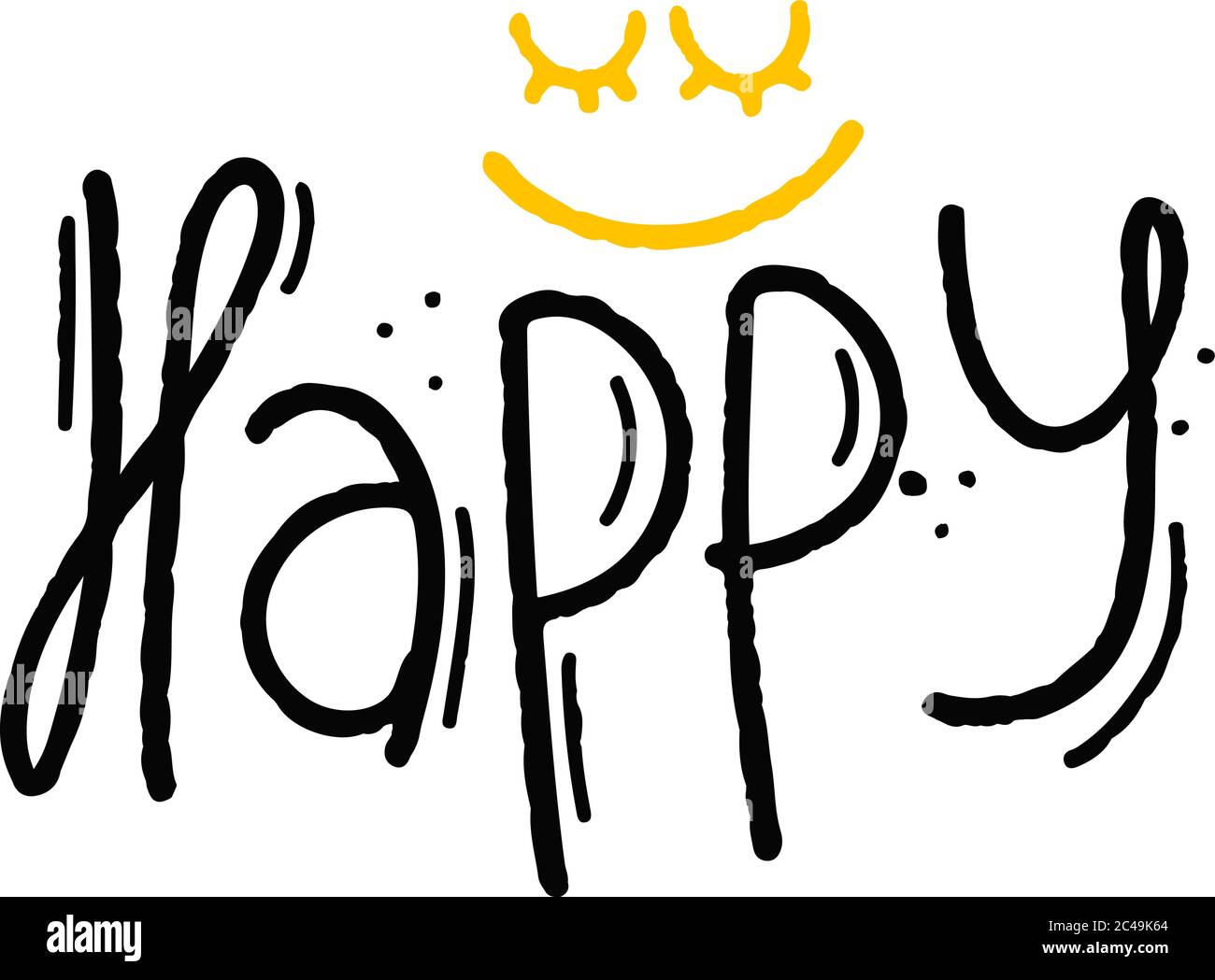 Happy lettering text black color banner with a yellow crown. Vector ...