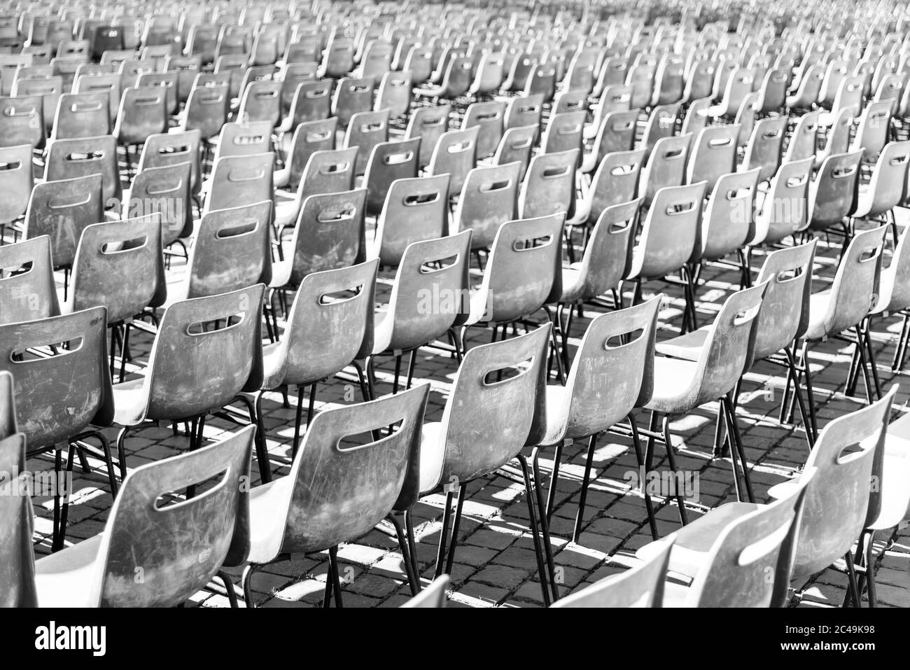 Many empty chairs on St Peters Square at St Peters Basilica, Vatican ...