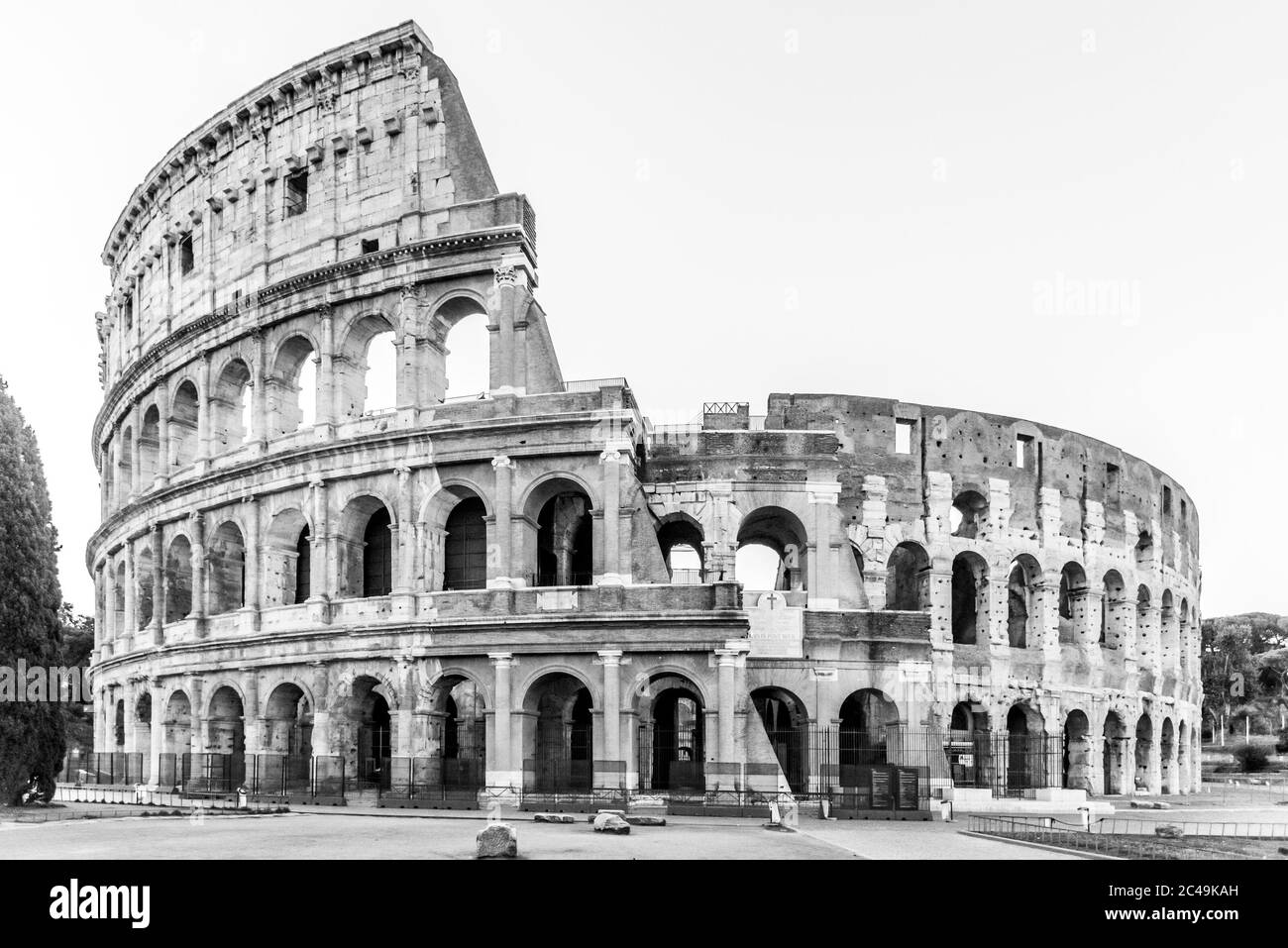 Colosseum, or Coliseum. Morning sunrise at huge Roman amphitheatre ...
