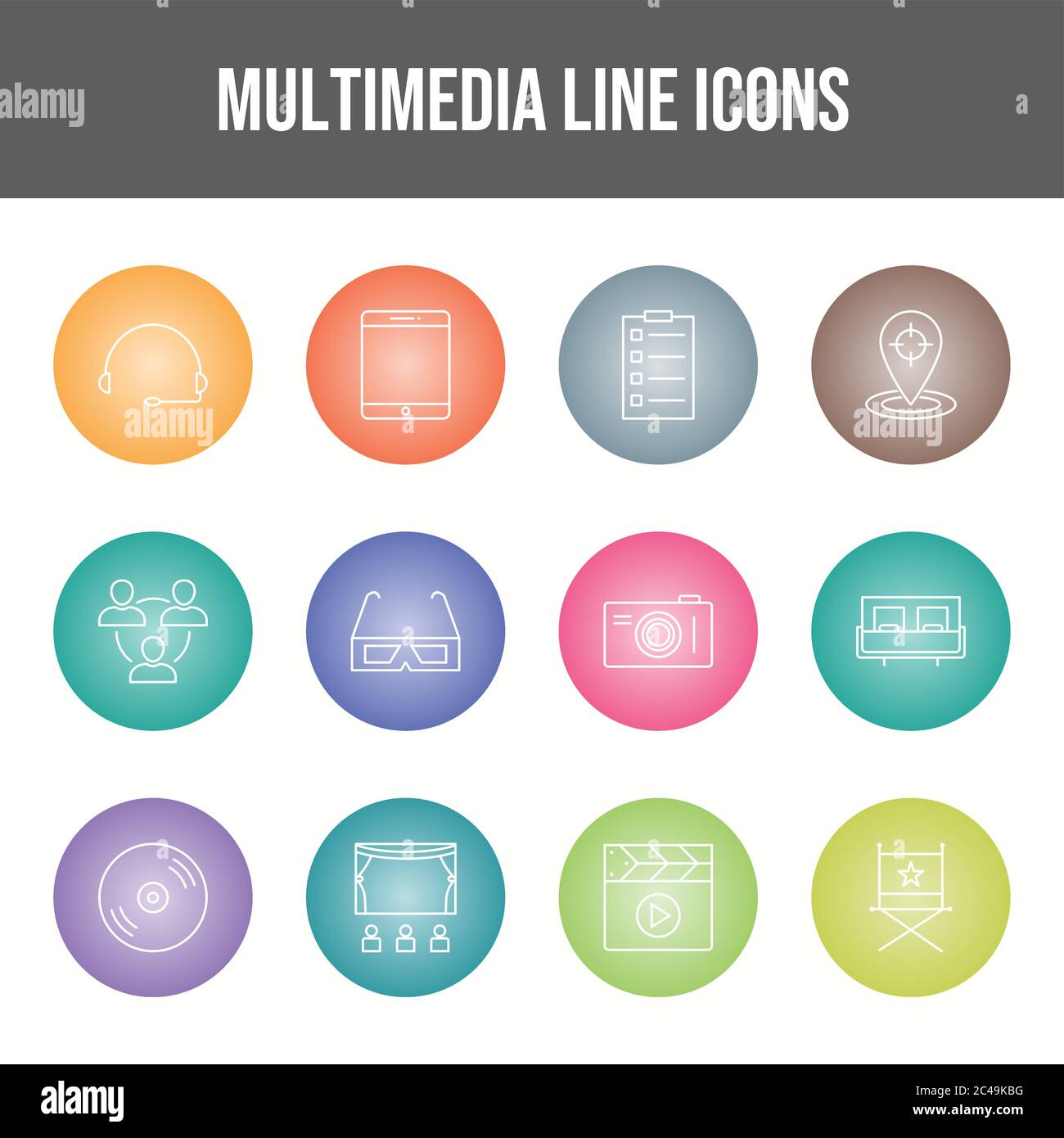 Beautiful Multimedia vector icon set Stock Vector Image & Art - Alamy