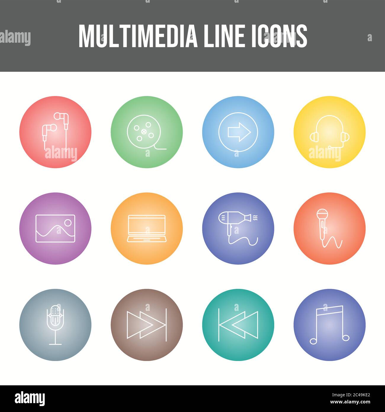 Beautiful Multimedia vector icon set Stock Vector Image & Art - Alamy