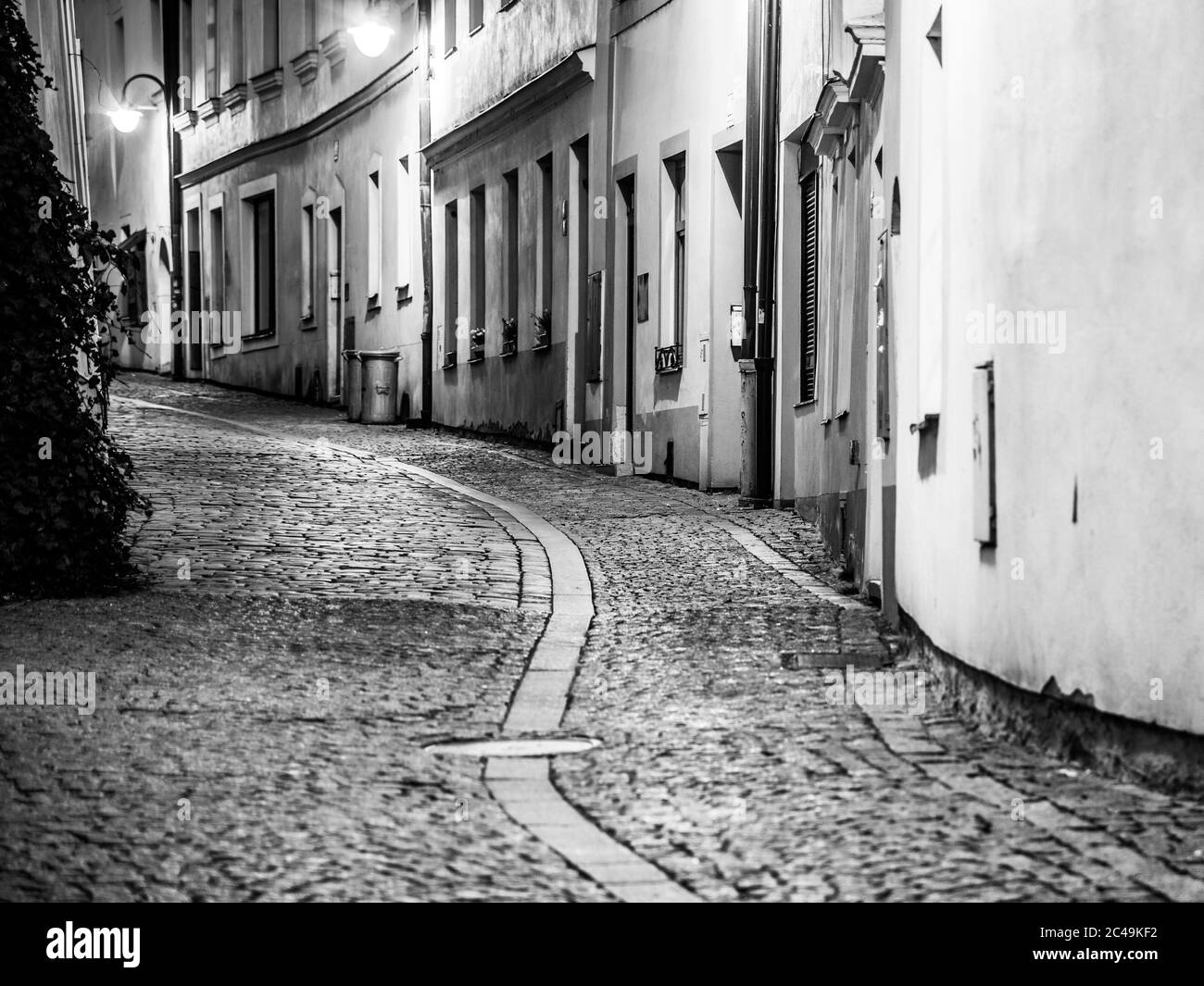 Colorful medieval street in Black and White Stock Photos & Images - Alamy