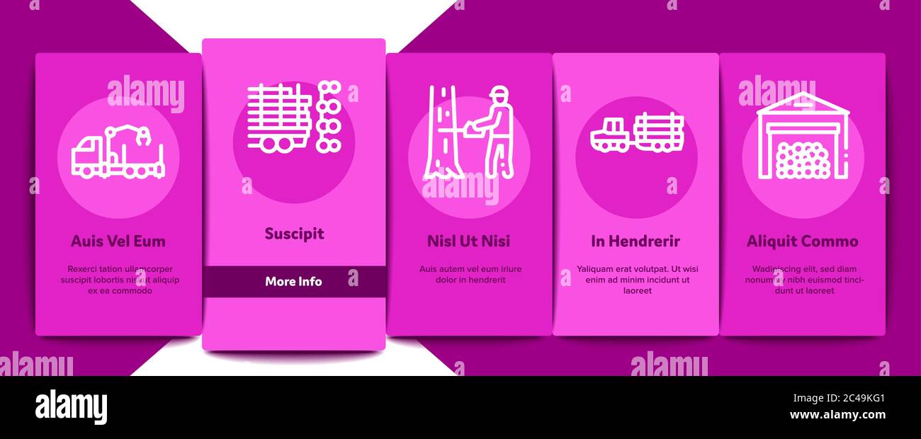 Wood Logging Industry Onboarding Elements Icons Set Vector Stock Vector ...