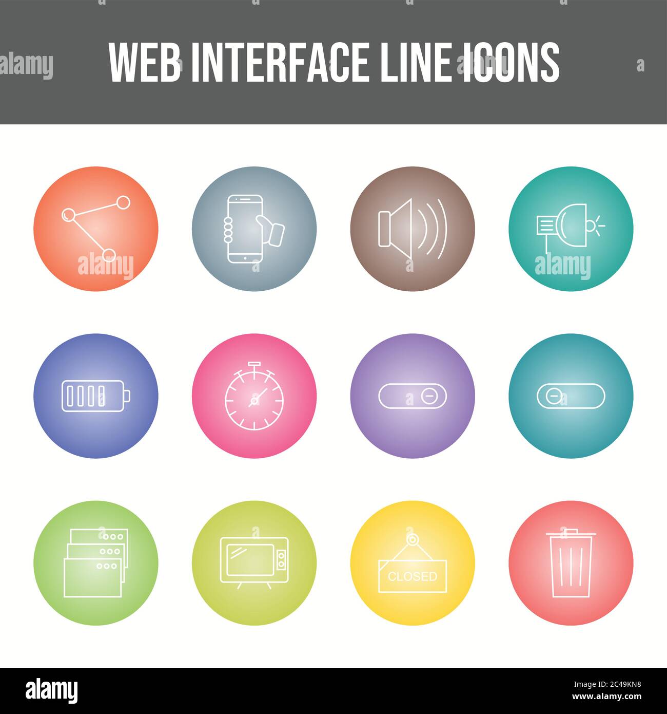 Beautiful Web Interface vector icon set Stock Vector Image & Art - Alamy