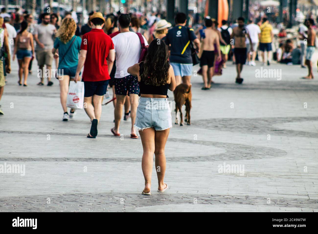 Tel Aviv Israel June 10, 2019 View of unknown Israeli people walking in ...