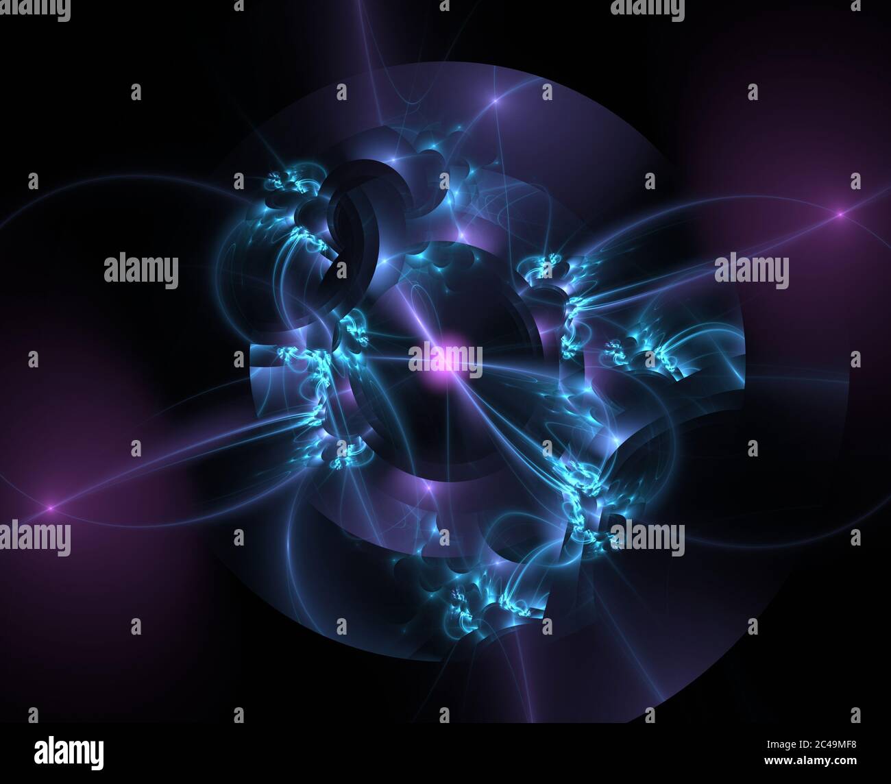 blue abstract round curves and lines on black background Stock Photo ...