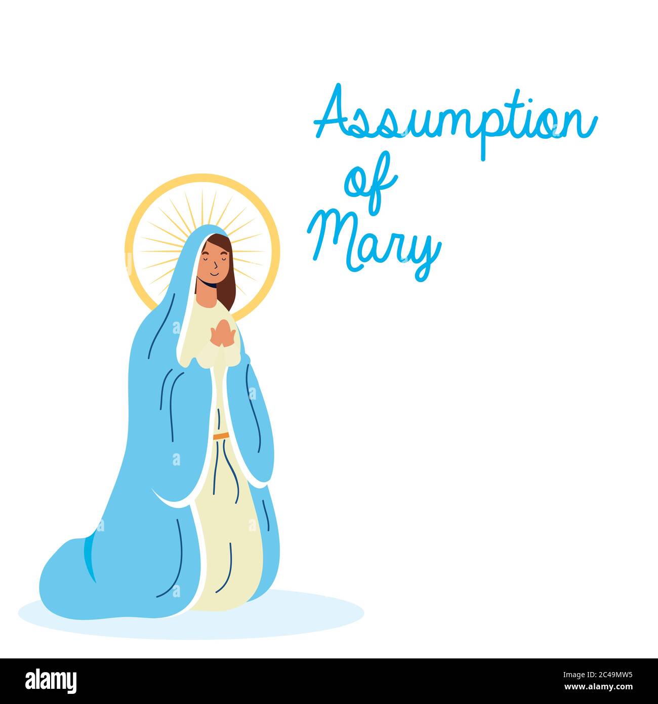 miraculous virgin assumption of mary with lettering vector illustration ...