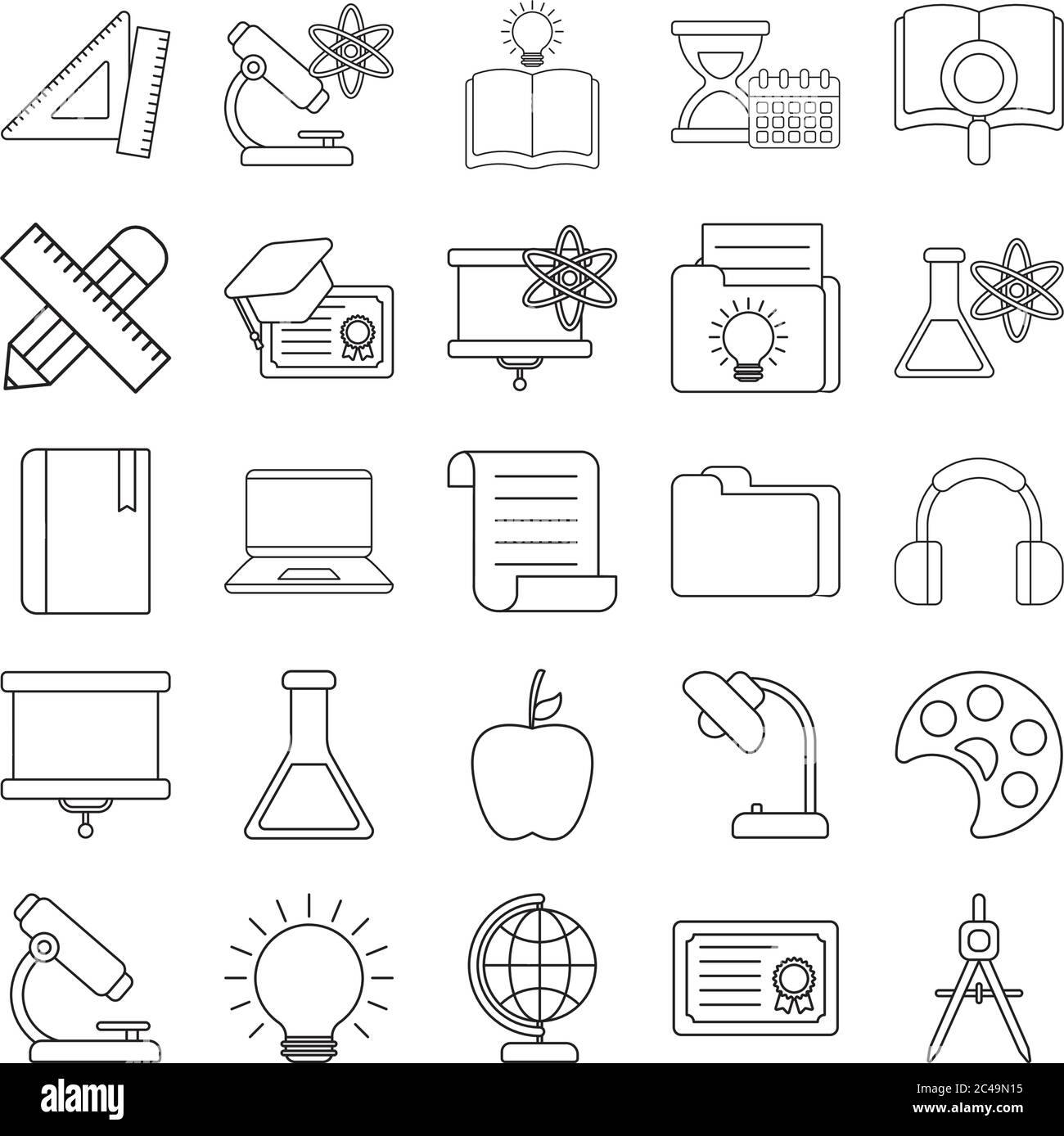 Line style icon set design, Eduaction school university class lesson ...