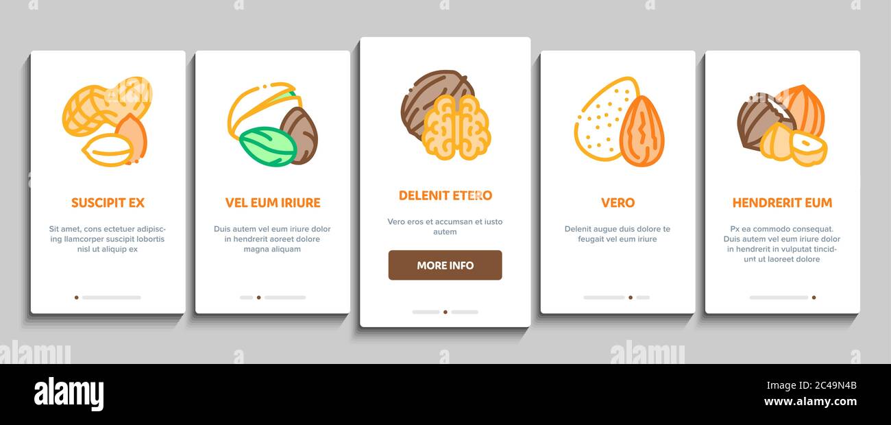 Nut Food Different Onboarding Elements Icons Set Vector Stock Vector ...