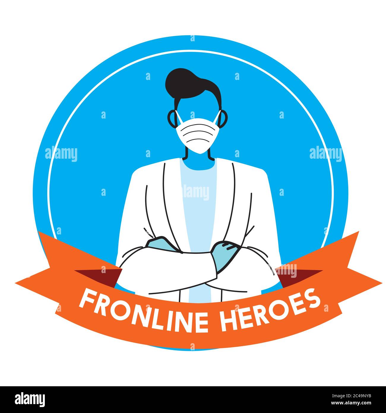 Thanks to the frontline heroes. Doctor wearing mask vector illustration ...