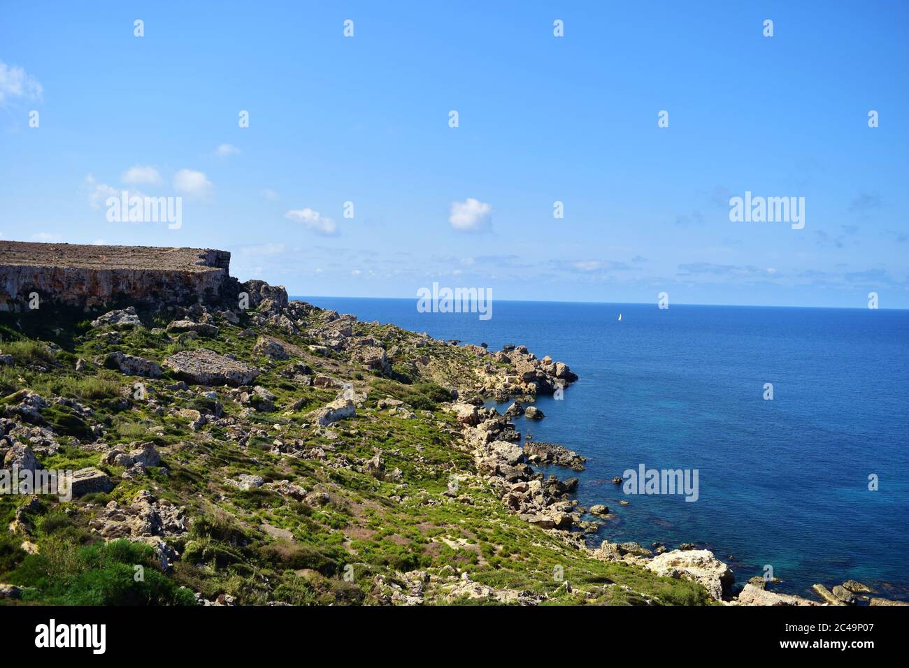 MELLIEHA, MALTA - Oct 12, 2014: Coastal cliffs in Northern Malta ...
