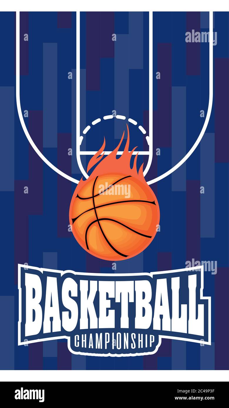 Basketball game sport with balloon and lettering emblem vector ...