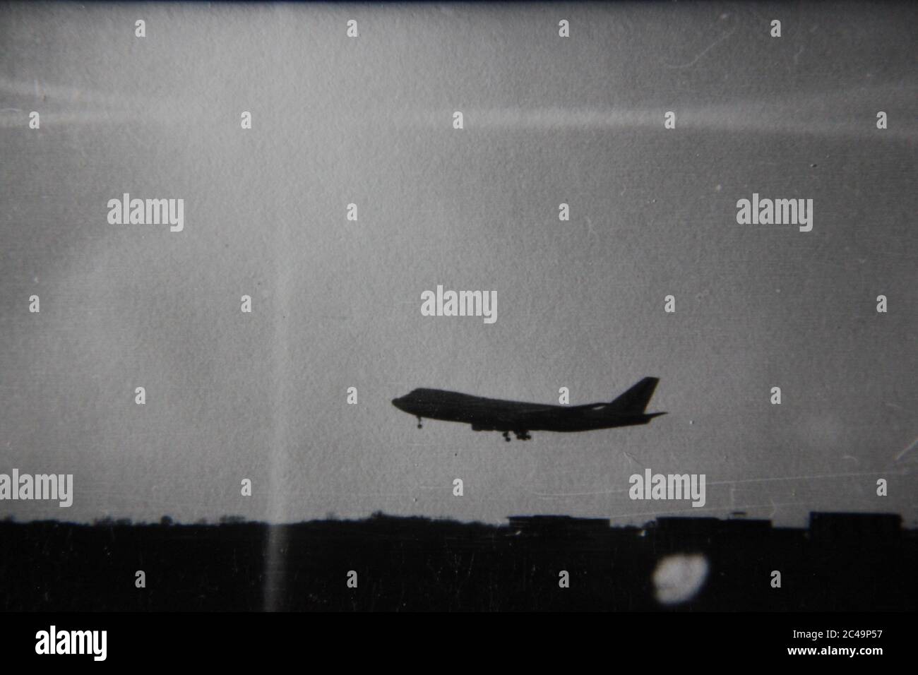 Fine 70s vintage black and white lifestyle photography of a jumbo jet ...