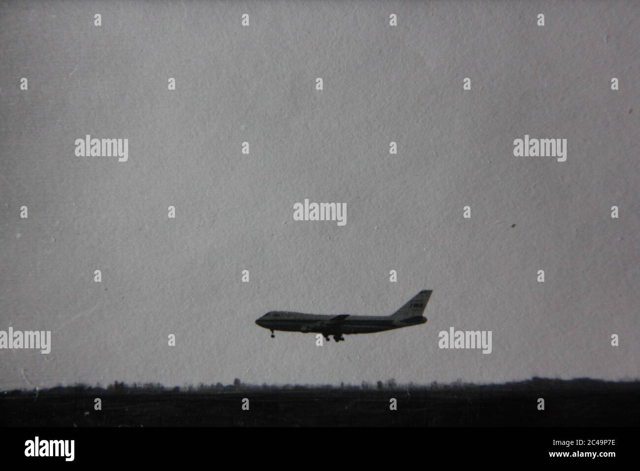 Fine 70s vintage black and white lifestyle photography of a jumbo jet ...