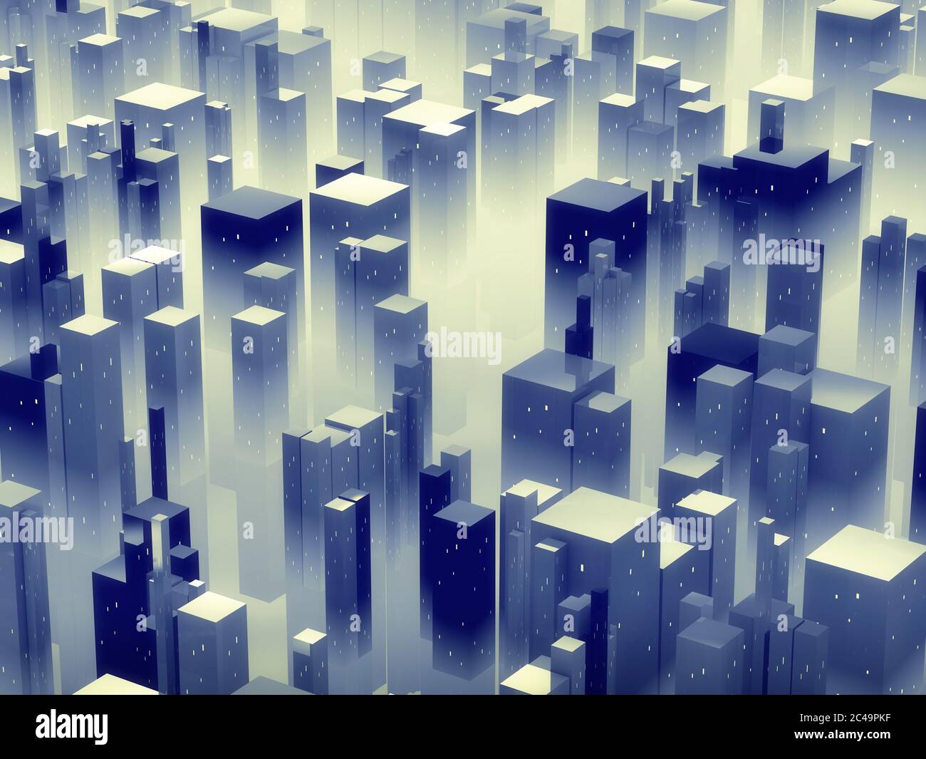 Abstract modern city background in a fog, Minimal futuristic cityscape ...