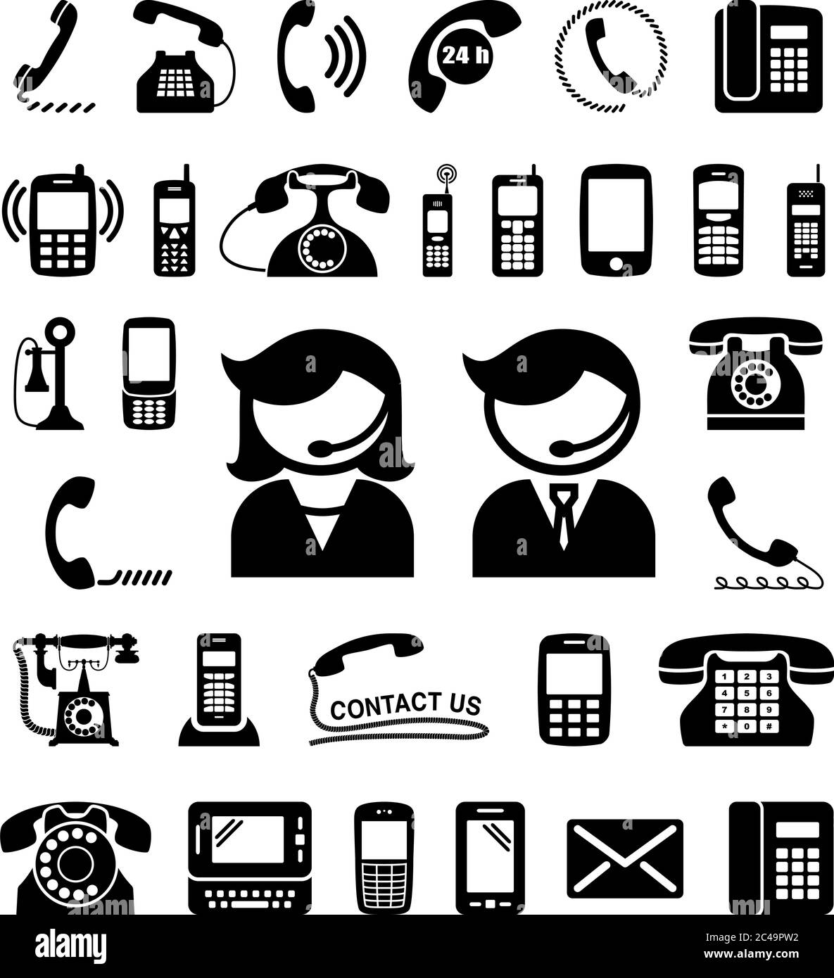 Set of communication / contact us icons. Vector illustration Stock ...